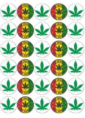 30 Cannabis Weed Marijuana Cupcake Toppers Edible Wafer Paper Fairy ...