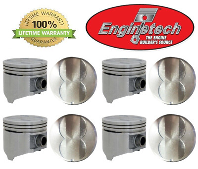 Chrysler Dodge Mopar 318 V8 Enginetech Flat Top Pistons (8) 1967 - 1984 ...