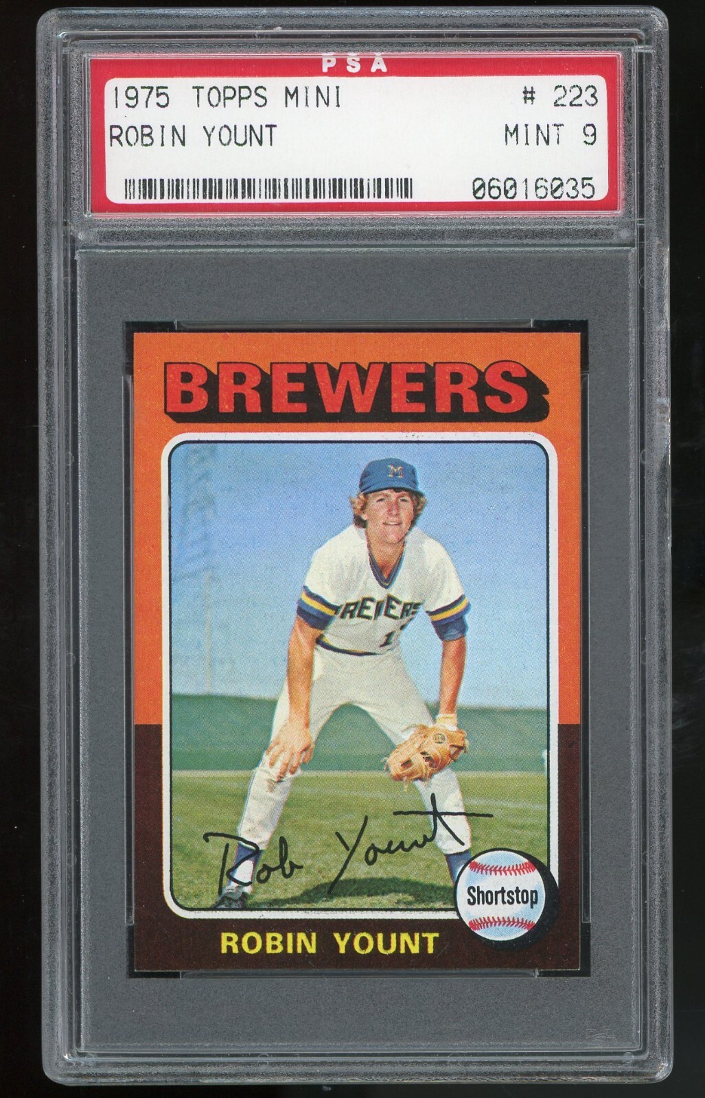1975 Topps Mini Rookie Card HOF Robin Yount RC #223 PSA 9 MINT Rare ...