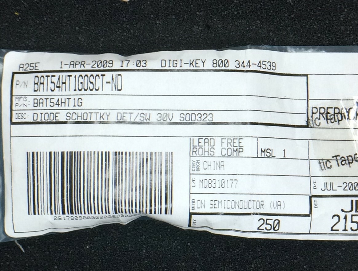 BAT54HT1G ON SEMI DIODE SCHOTTKY 30V 200MA SOD323 ROHS 200 PIECES | eBay