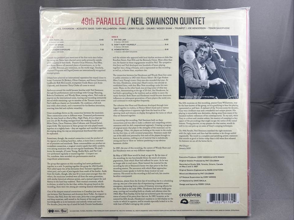 49TH PARALLEL by Neil Swainson Quintet (Record, 2020) Jazz Bop NIB NEW ...