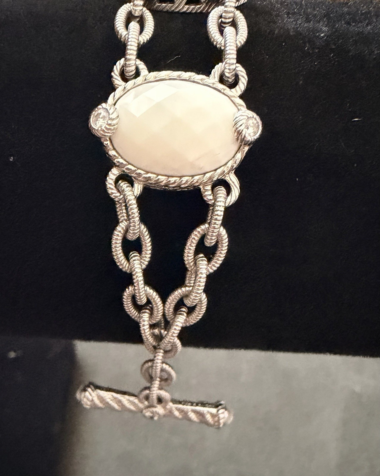 Judith Ripka 925 Sterling Silver White Agate Blue Quartz CZ Station ...