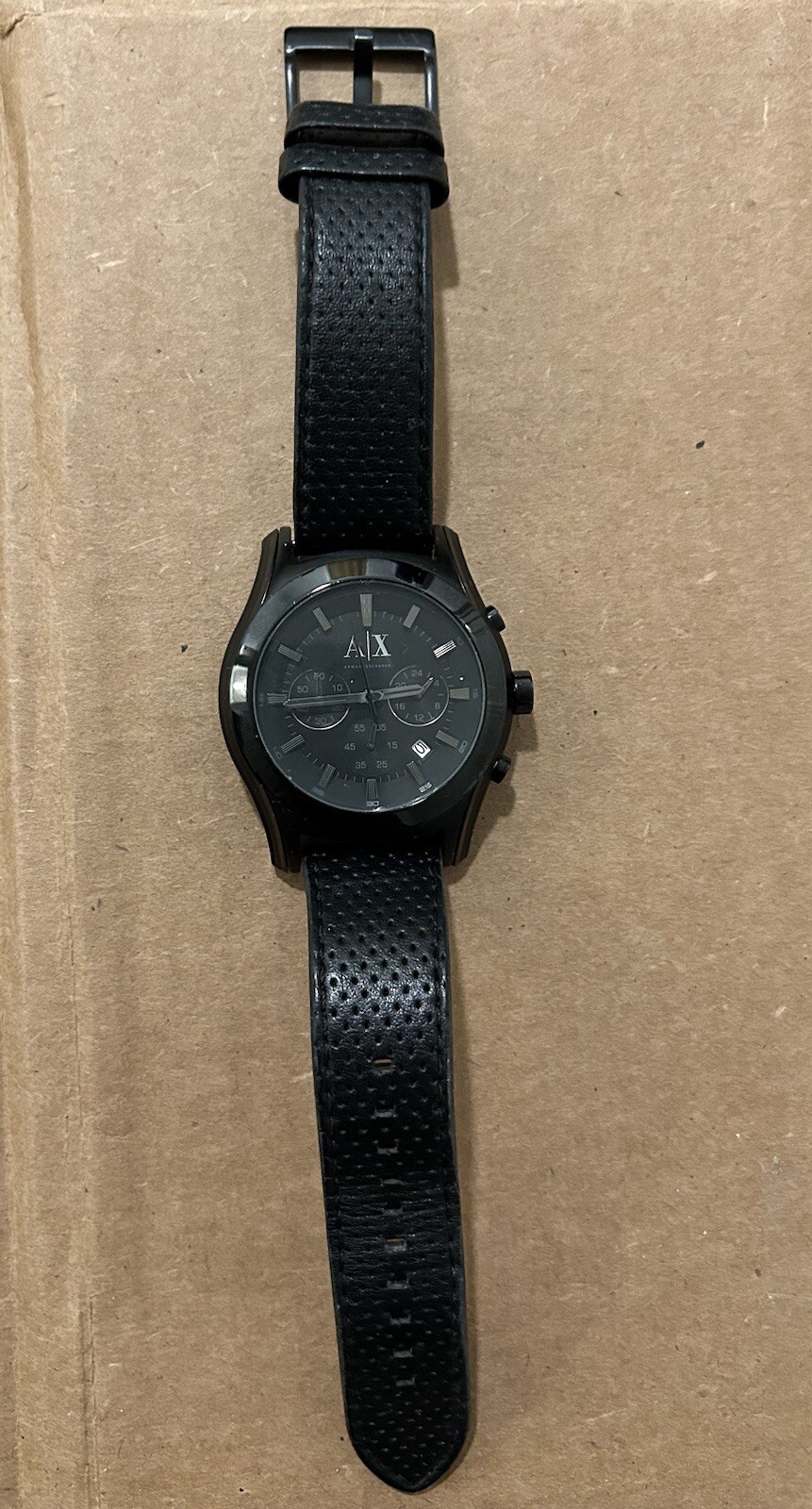Armani Exchange Men's Chronograph -Black Leather Strap Watch AX2073 ...