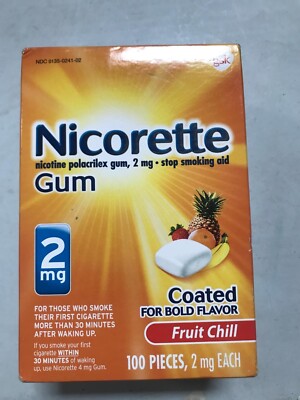Nicorette Gum 2mg Fruit Chill - 100 Count Exp. 05/2025 DMG BOX ...