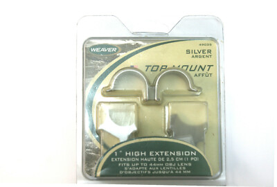 Weaver Top Mount 1" High Silver Argent Extension Scope Rings #49035 | eBay