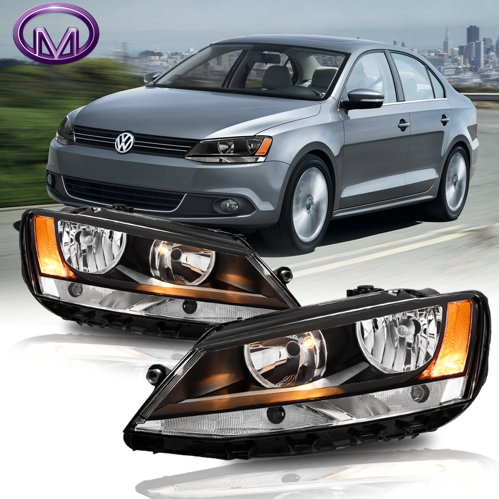 Pair Black Housing Headlights Headlamp For 2011-2018 Volkswagen Jetta ...