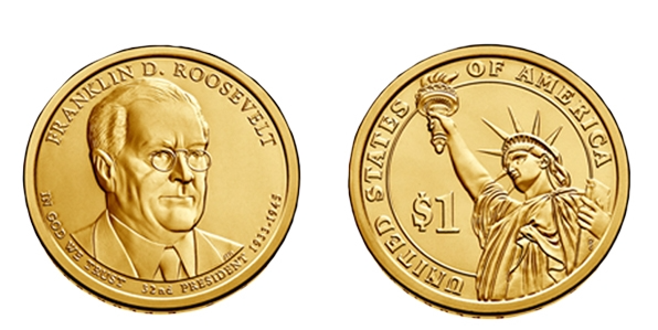 Presidential Dollar US "Golden" $1 Coins, US Mints P & D, UNCIRCULATED ...