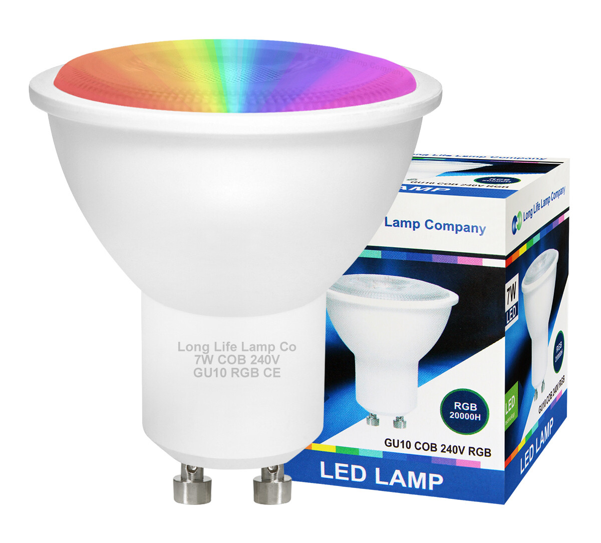 2 x 7W LED GU10 Automatic Colour Change Red Green Blue RGB Flash Light ...