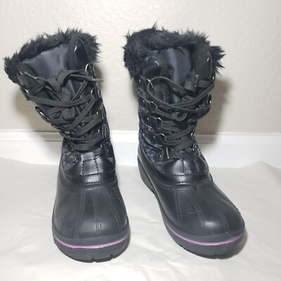 Quest Girl's Girls Powder Lace Up Faux Fur Lined Winter Snow Boots Size ...