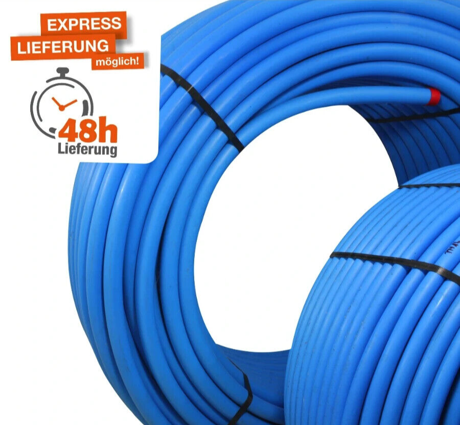 50m PE Rohr PE100 40mm 3,7 Trinkwasserrohr Wasserleitung PN16 DVGW blau ...