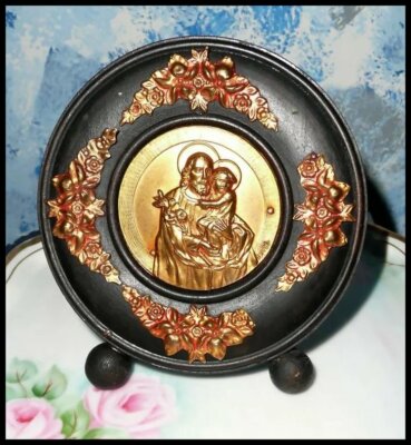 Beautiful 1930's St. Joseph Round Wood Picture *Signed | eBay