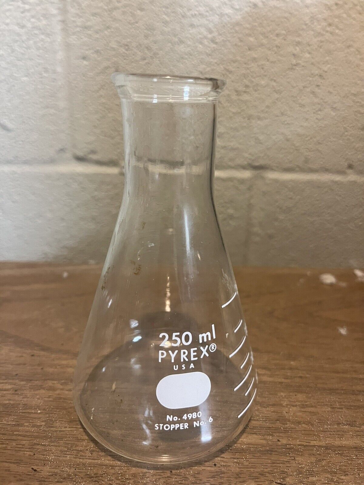 Pyrex 250ml Erlenmeyer flask No. 4980 Stopper No. 6 | eBay