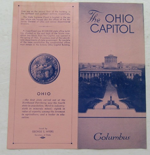 Travel Brochure For The Ohio Capitol Columbus | eBay