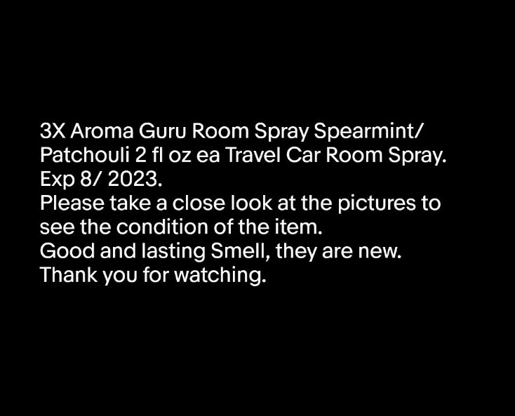 3X Aroma Guru Room Spray Spearmint Patchouli 2 fl oz each Travel Car ...