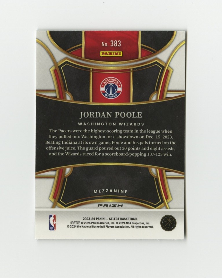 2023-24 Panini Select Tectonic Prizms Mezzanine Jordan Poole #383 ...