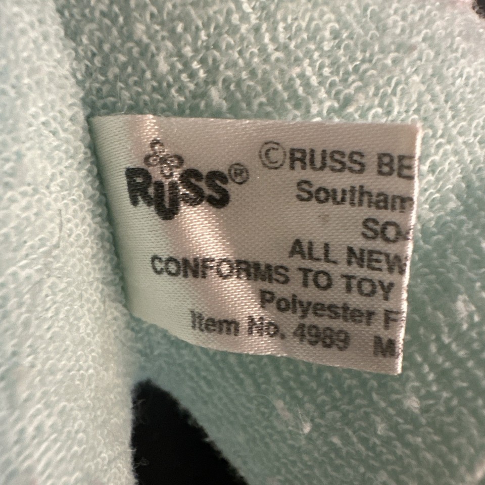 1990s Russ Berrie Baby Doll Rattle 8" Plush Blue & White Lace Vintage ...