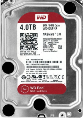 WESTERN DIGITAL RED 4TB WD40EFRX 5400U/min NASWARE 3.0 SATA III 64MB 3. ...