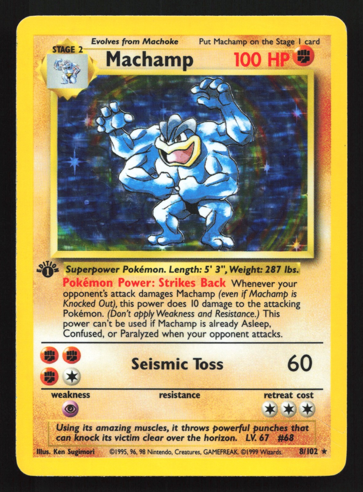 Pokemon Machamp 8/102 WotC Base Set 1st Edition Holo Rare HP | eBay