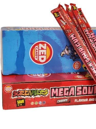 Zed Candy Screamers: Mega Sour Gum in Blue Razz and Cherry Flavours ...