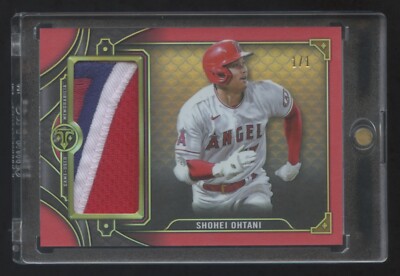 2022 TRIPLE THREADS Shohei Ohtani 1/1 RED REFRACTOR JUMBO PATCH LOGO 3 ...