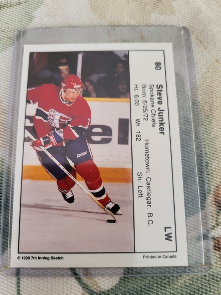 1991 7th Inning Sketch Memorial Cup SPOKANE CHIEFS # 80 STEVE JUNKER | eBay