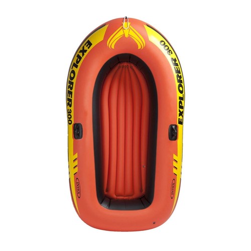 Intex Explorer 300 3 Person Yellow Inflatable Boat with Deluxe Oars and ...