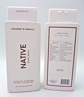 Native Coconut & Vanilla Moisturizing Body Wash 18 fl oz Each x 2 ...