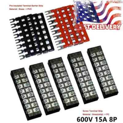 Ground Circuit Terminal Strip Blocks 600V 15A 8 Position Double Row ...