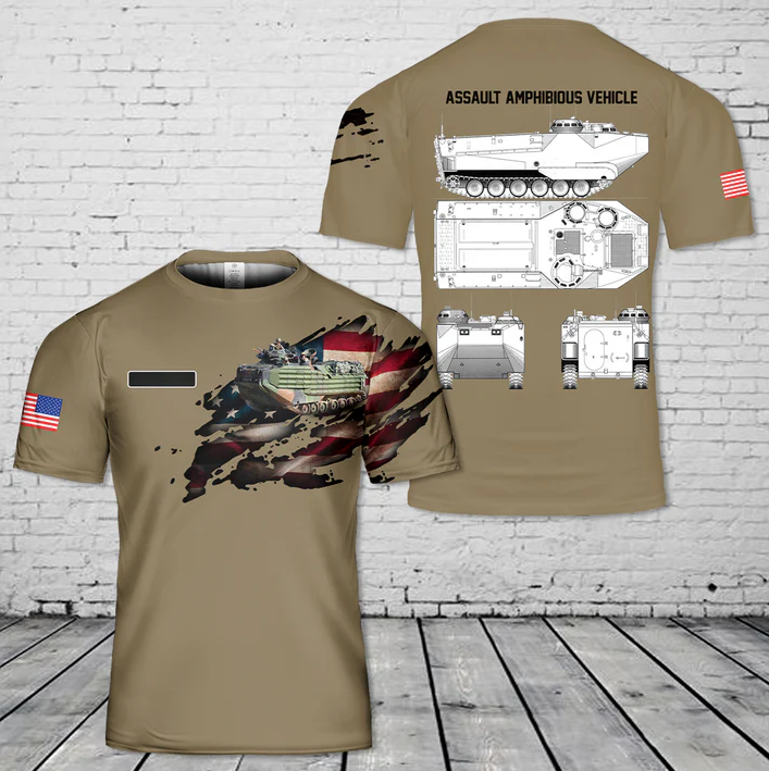 Custom Name U.S. Marine Corps Assault Amphibious Vehicle AAV AOP 3D T-shirt | eBay