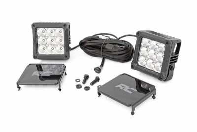 Rough Country 4-inch Square Cree LED Lights-Pair Chrome Series w/ Cool ...