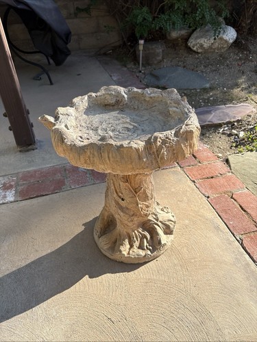 Concrete Log Bird Bath From Fifthroom 19x17” Hand Crafted In USA ...