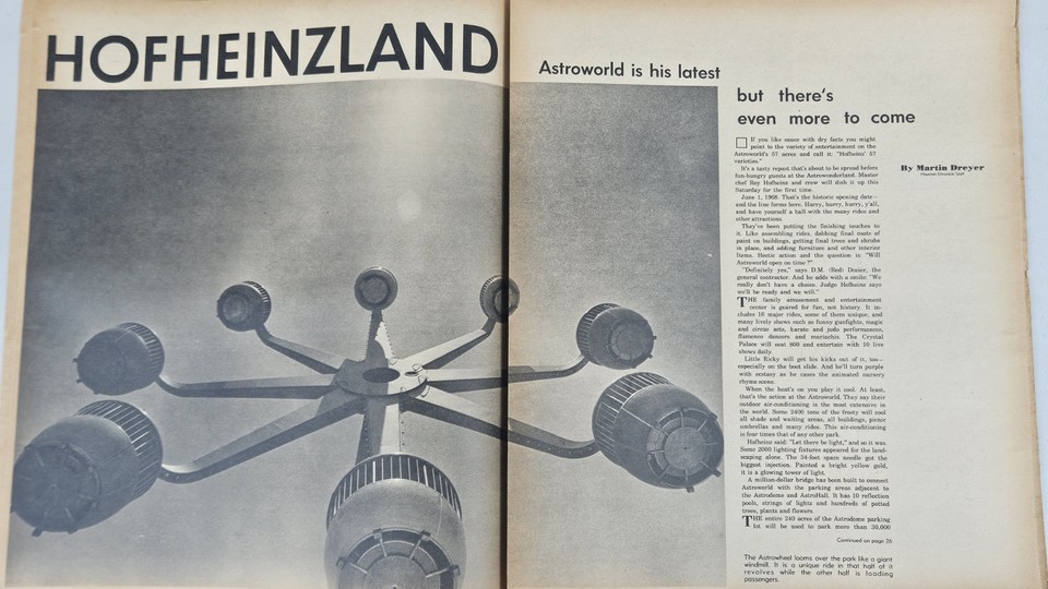 Rare 1968 Judge Roy Hofheinz Astroworld Texas Magazine Astrodome ...