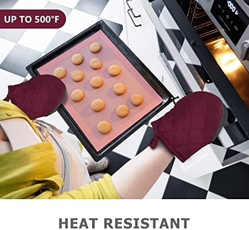 1 Pair Short Oven Mitts - Silicone Kitchen Oven Gloves High Heat ...
