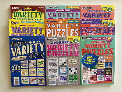 Lot of 6 Penny Press Dell Variety Puzzle Books (UNSORTED RANDOM) FREE ...