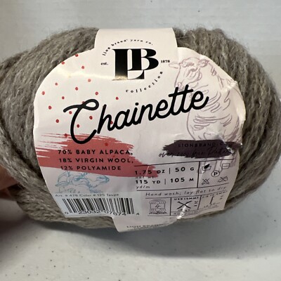 Lion Brand Yarn Chainette Baby Alpaca Virgin Wool Color Taupe 1.75 Oz 1 ...