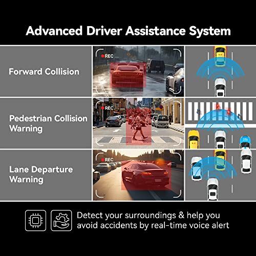 12 Inch Black Dash Cam 4K Ultra Hd Dual Camera Adas Collision Avoidance ...