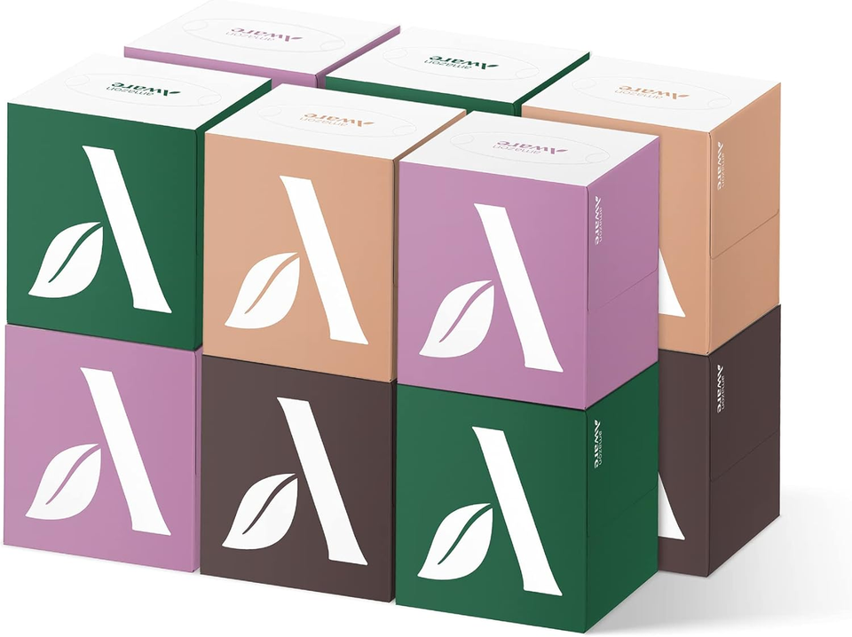 Bamboo Facial Tissue Cube Boxes, 3-Ply, 12 Pack, 60 Sheets per Box, 720 ...