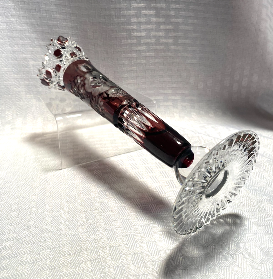 MEISSEN MEISSENER BUD VASE AMETHYST PURPLE CUT TO CLEAR CRYSTAL ...