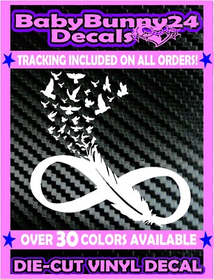 Feather Bird Infinity flock Vinyl DECAL Sticker Car Truck Laptop Locker ...