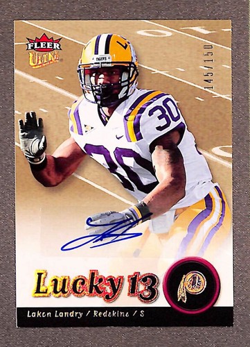 LaRon Landry 2007 Fleer Ultra Lucky 13 RC Auto /150 Rookie LSU Redskins ...