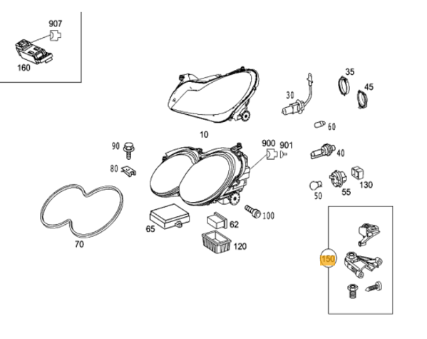 NEW GENUINE MERCEDES BENZ MB SL W230 RIGHT O/S HEADLIGHT BRACKET REPAIR ...