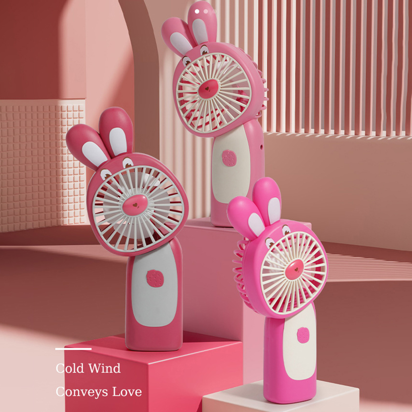 Handheld Fan Strong Wind Force Cooling Cartoon Rabbit Pocket Fan No ...