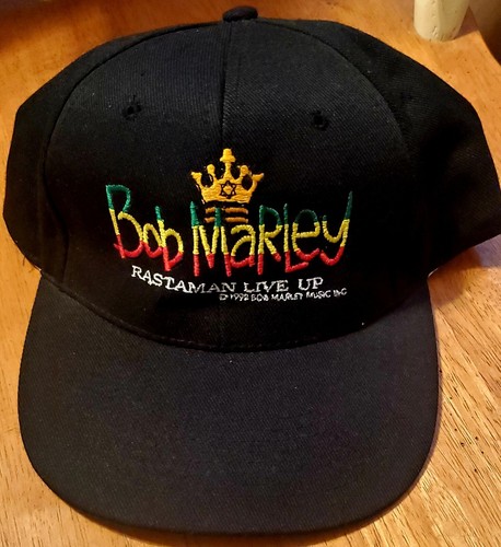 Bob Marley Vintage 1992 Live Up Rastaman SnapBack Hat Cap Black Balzout ...