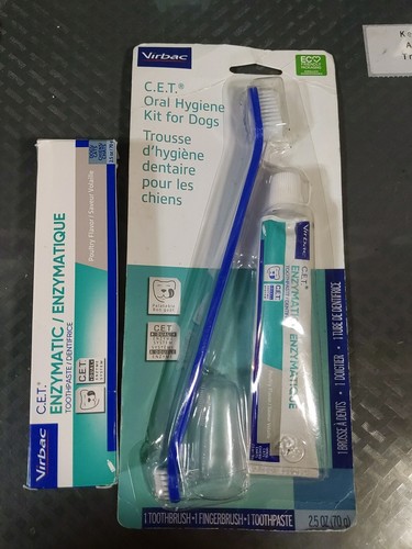 2 Pks Virbac C.E.T. Oral Hygiene Kit Cats/Dogs Toothpaste Poultry 03/26 ...