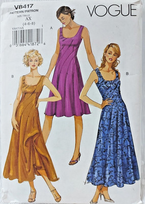 Vogue Sewing Pattern 8417 Misses 4-8 Flared Dress with Diagonal ...