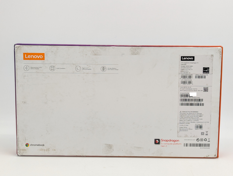 Lenovo IP Duet 5 Chromebook 13.3" Snapdragon 7C 4GB RAM 128GB eMMC ...