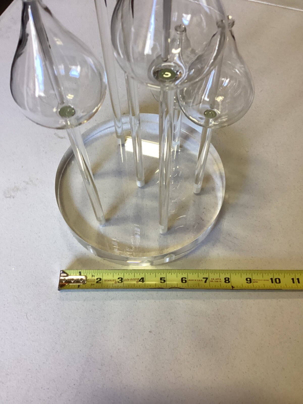 Vintage Belag 7 Glass Teardrop Oil Lamp Acrylic Base & Wick Holders ...