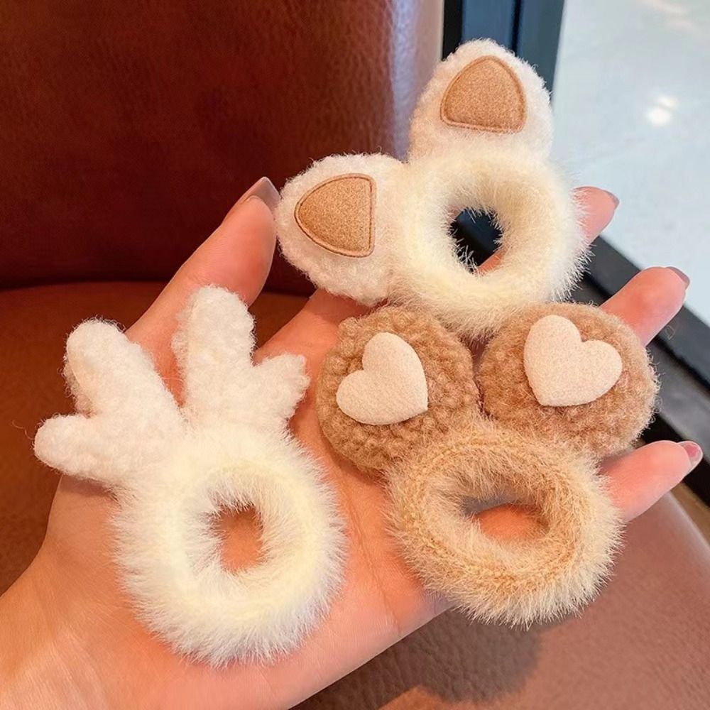 Deer Furry Hair Scrunchies Cloth Elastic Hair Bobbles Bands New Styling ...