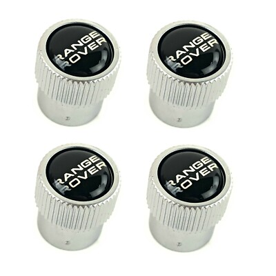 Range Rover Black + Silver Tire Wheel Valve Stem Caps Set Genuine ...