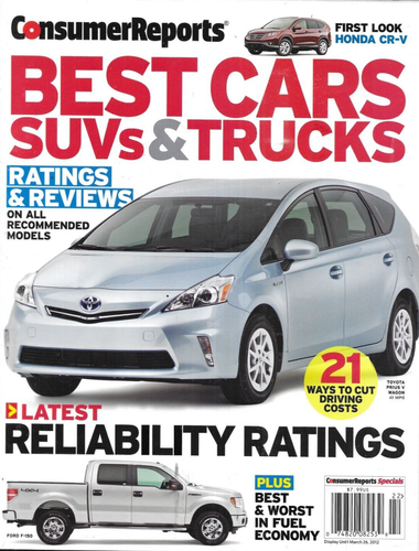 Consumer Reports Magazine 2018 Cars Reliability Ratings No Label for ...